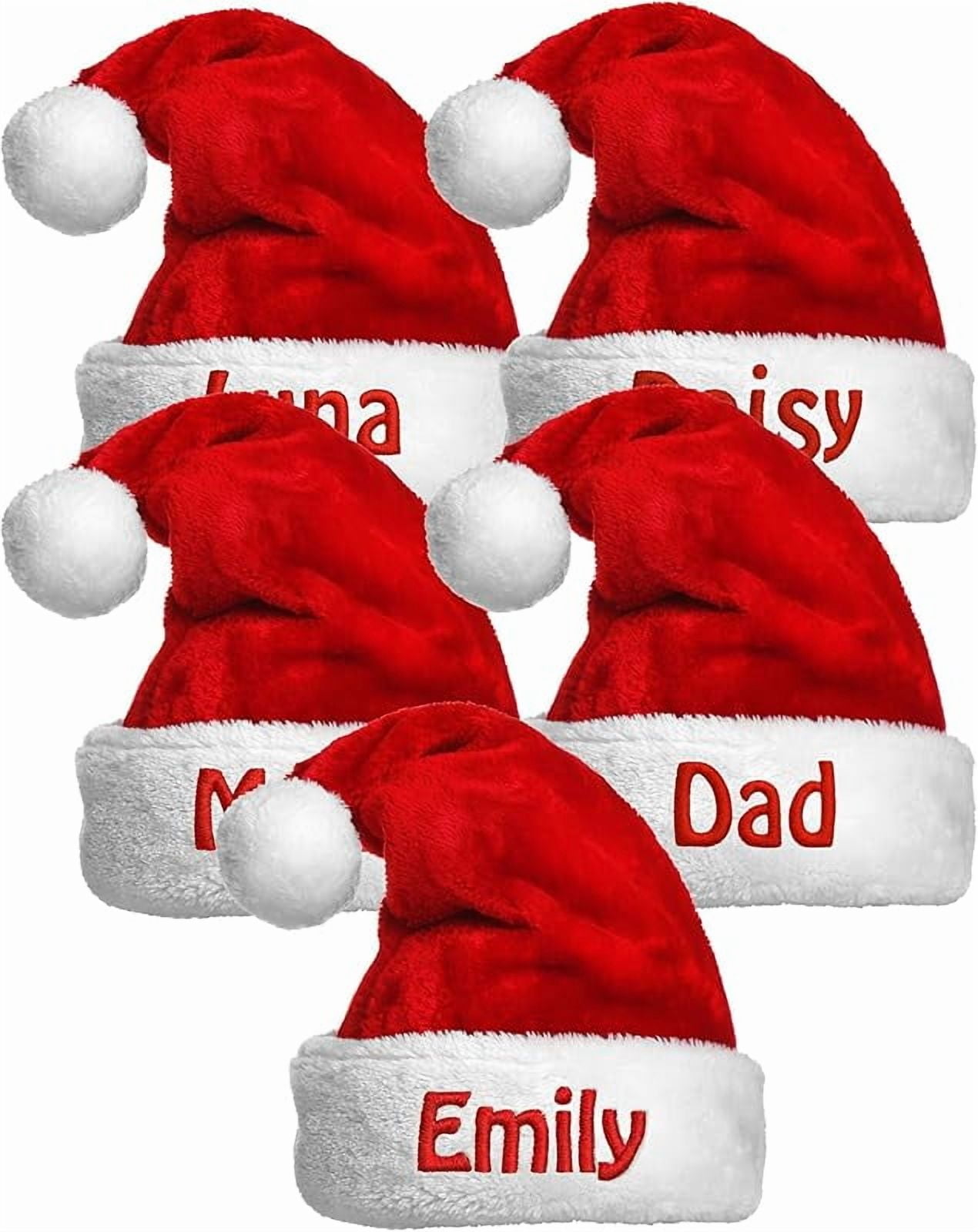 Personalized Plush Christmas Santa Hat - Custom Embroidered Fluffy Red ...