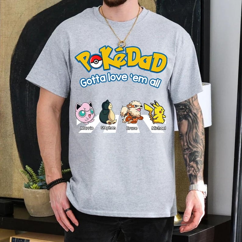 Personalized PokeDad T-Shirt, Men’s Gift for Grandpa, Best Dad Ever ...