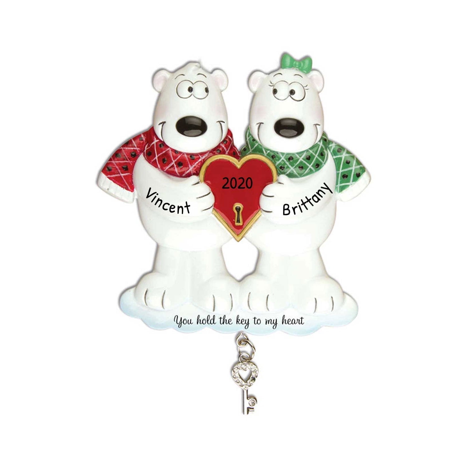 Personalized Polar Bear Couple Ornaments 2024 - Cute Animal Decorations ...