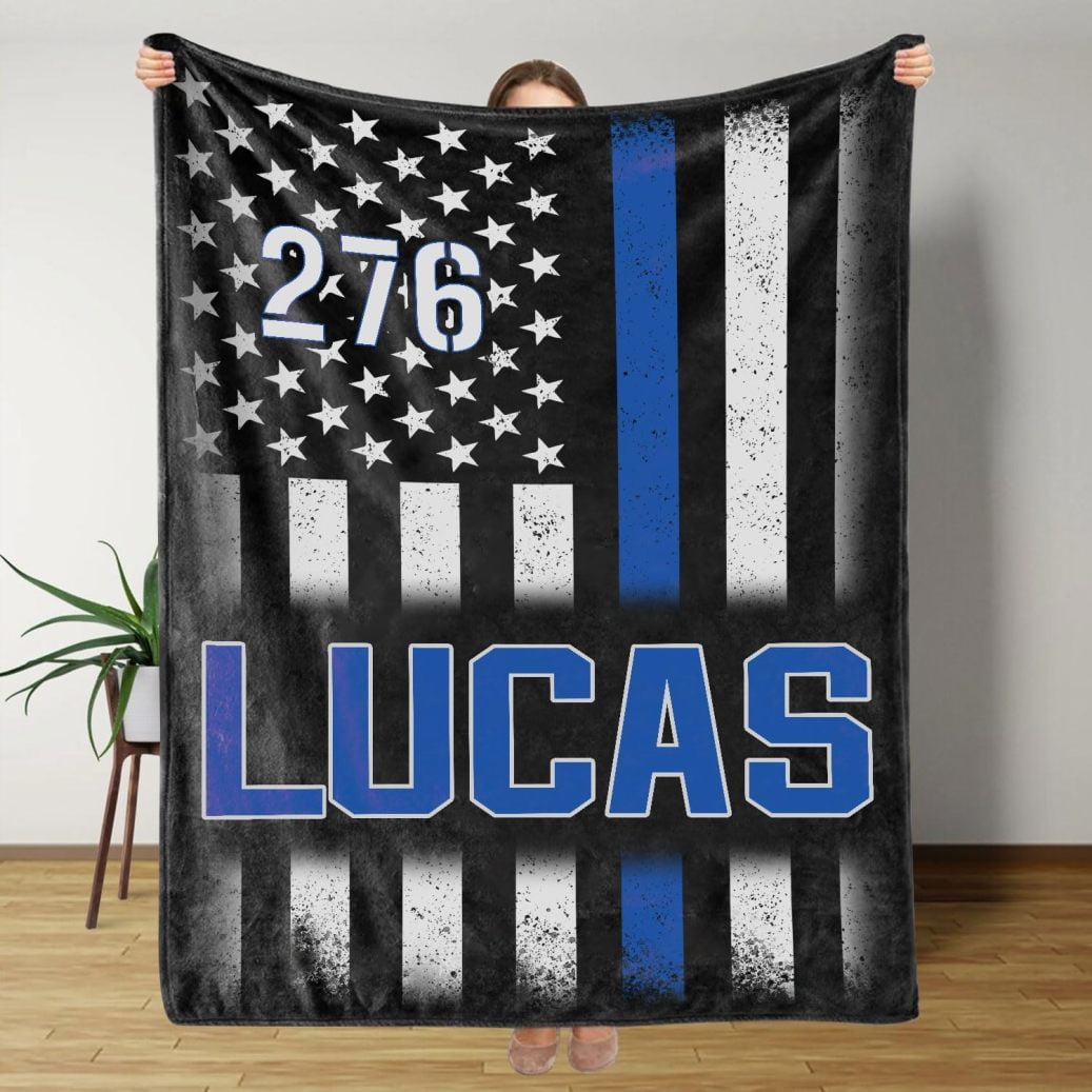 Personalized Police Blanket Gifts for Police Officer, Thin Blue Line ...