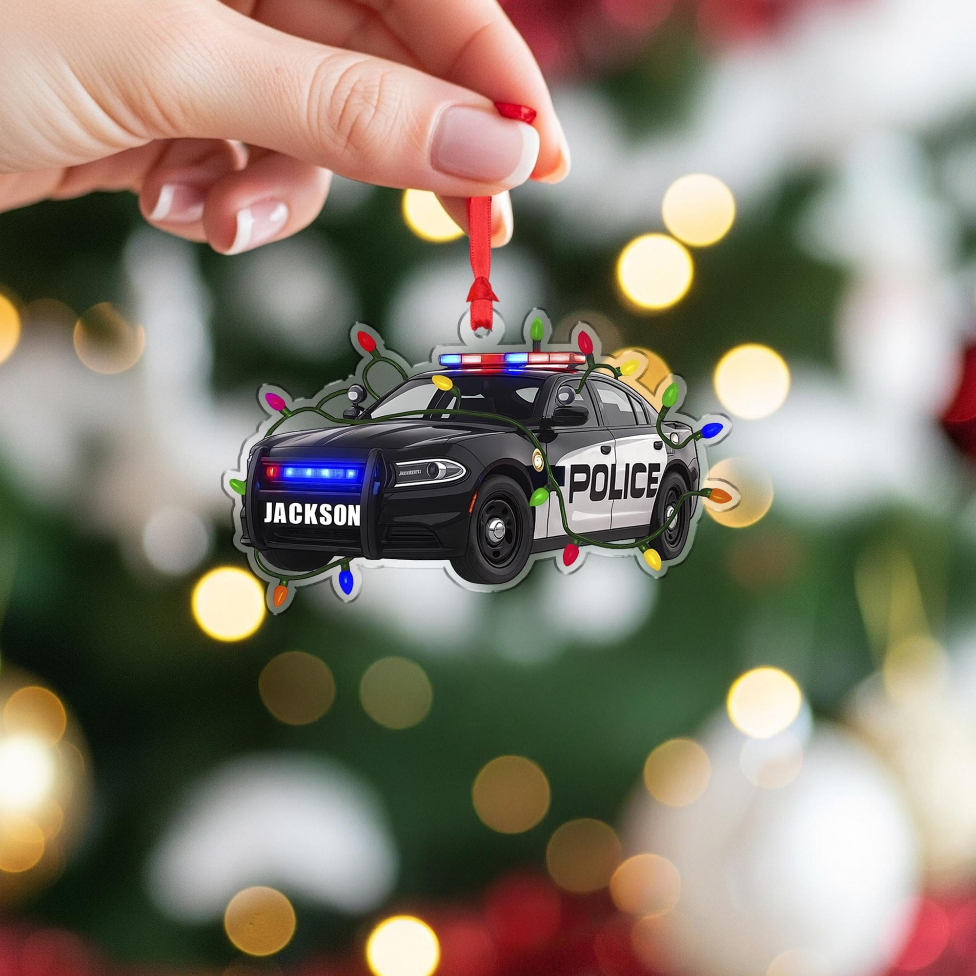 Personalized Police Car Acrylic Christmas Ornament with Lights Custom ...