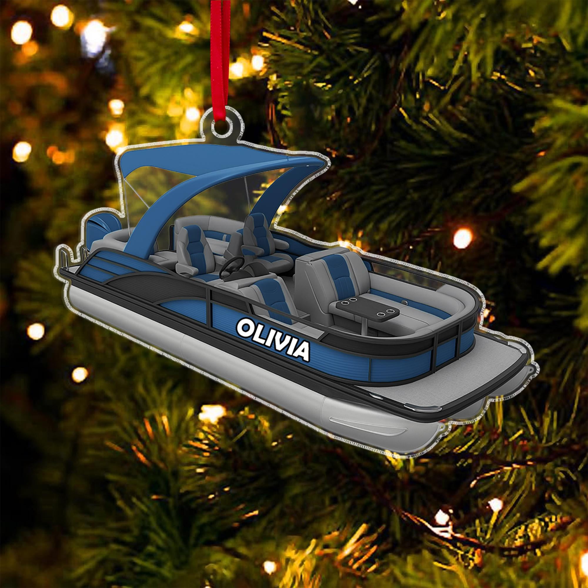 Personalized Pontoon Boat 2D Flat Acrylic Ornament 2025 + Boat ...