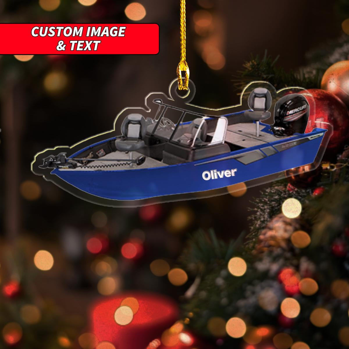 Personalized Pontoon Boat (Family of 2) 2D Flat Ornament 2025 + Two ...