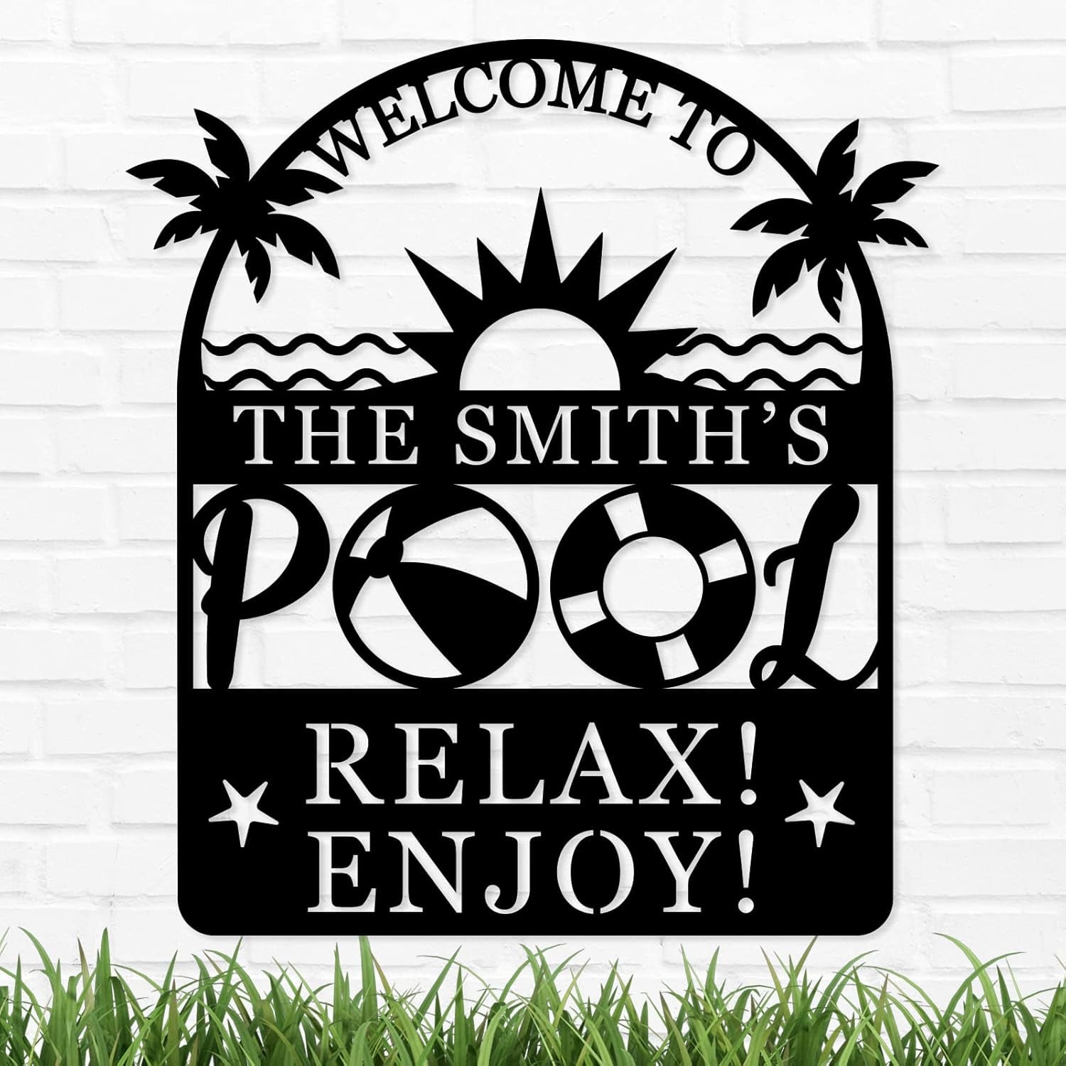 Personalized Pool Sign, Pool Gift, Custom Pool Decor, Custom Metal Pool ...