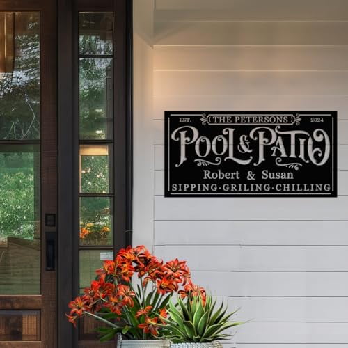 Personalized Poolside Paradise Signs, Poolside Backyard Decor ...