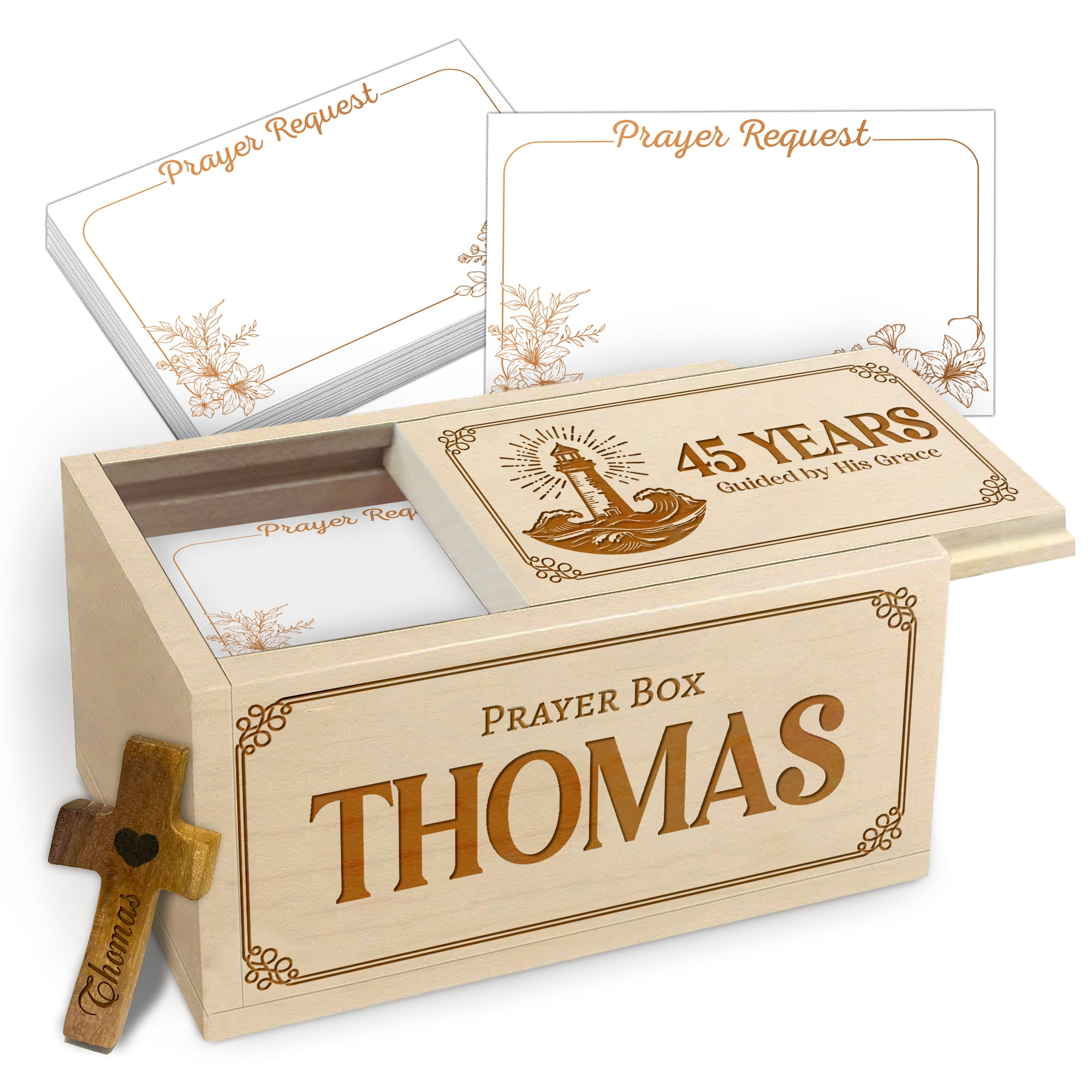 Personalized Prayer Box with 100 Blank Prayer Cards & Wooden Handheld ...