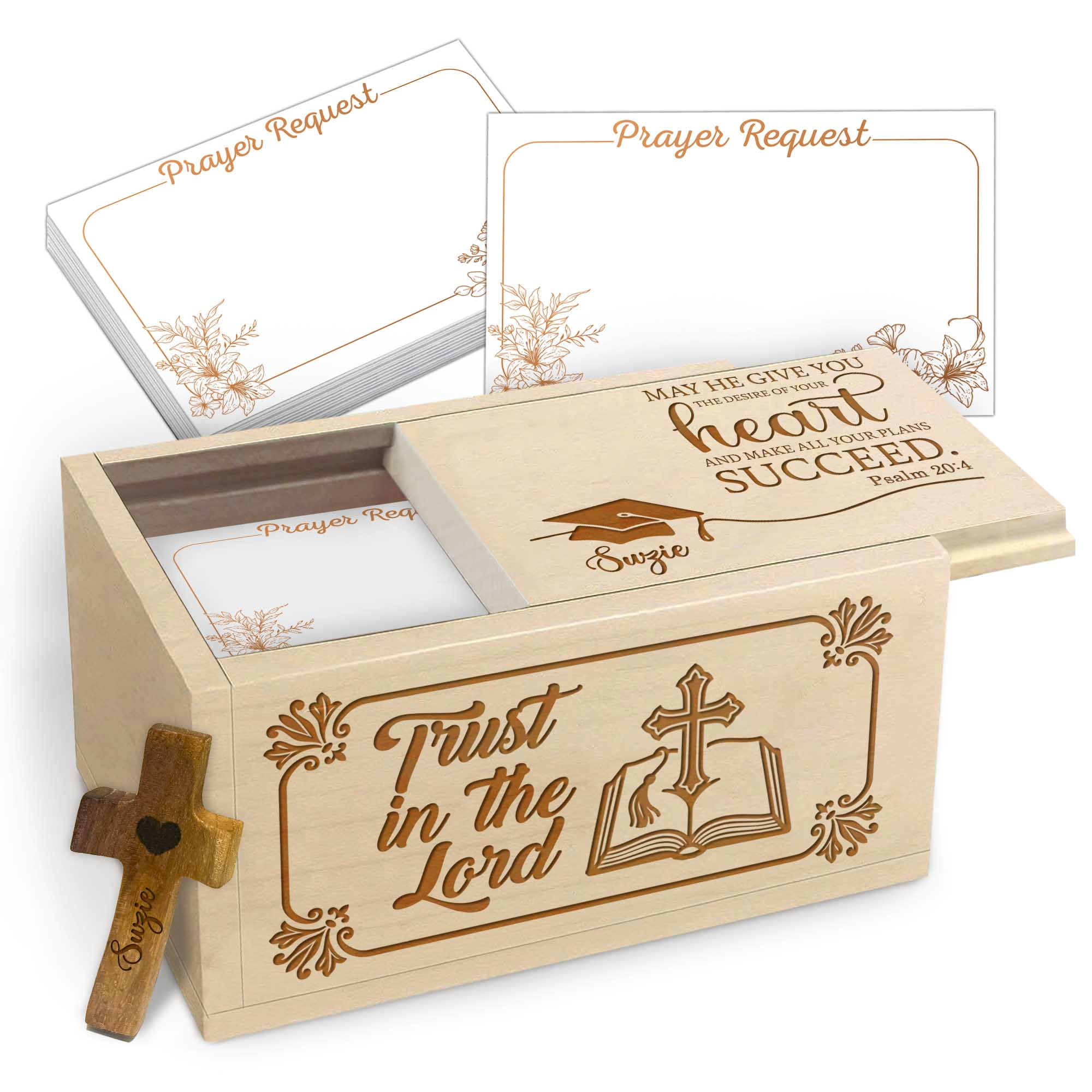 Personalized Prayer Box with 100 Blank Prayer Cards & Wooden Handheld ...