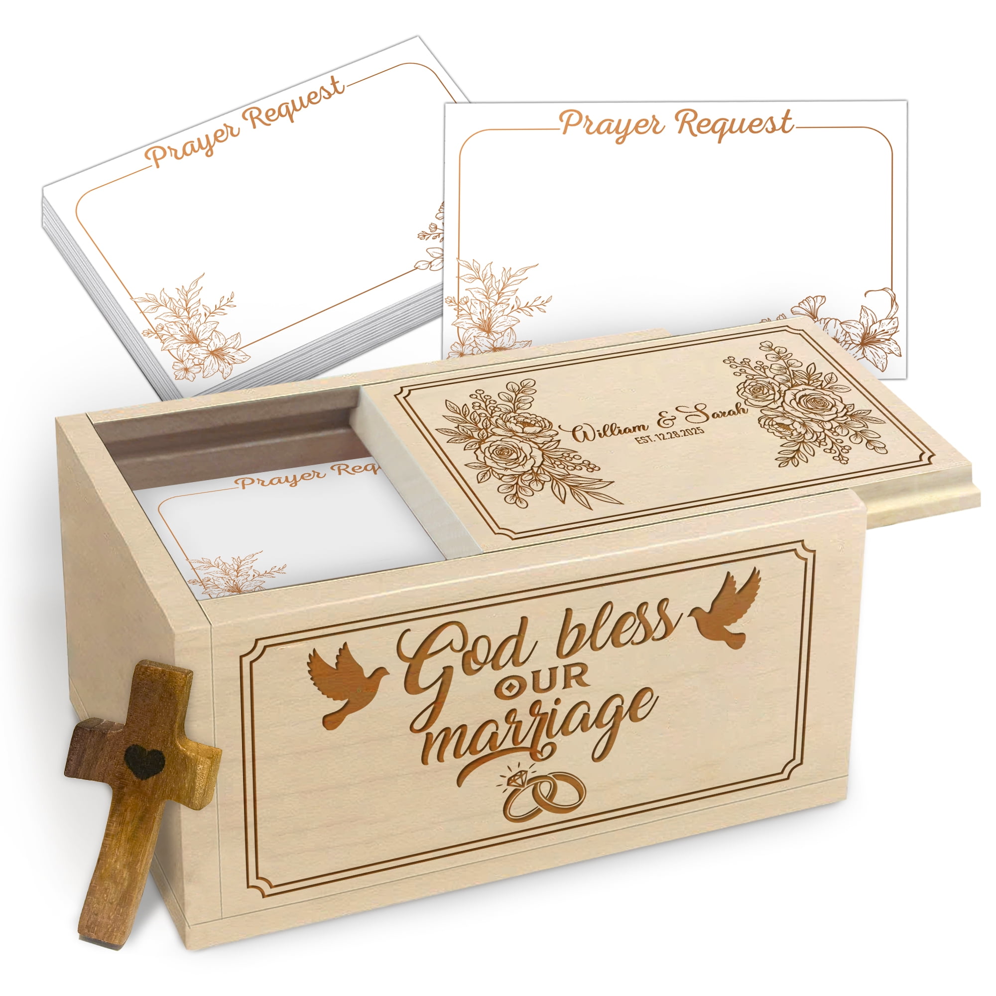 Personalized Prayer Box with 100 Blank Prayer Request Cards & Wooden ...