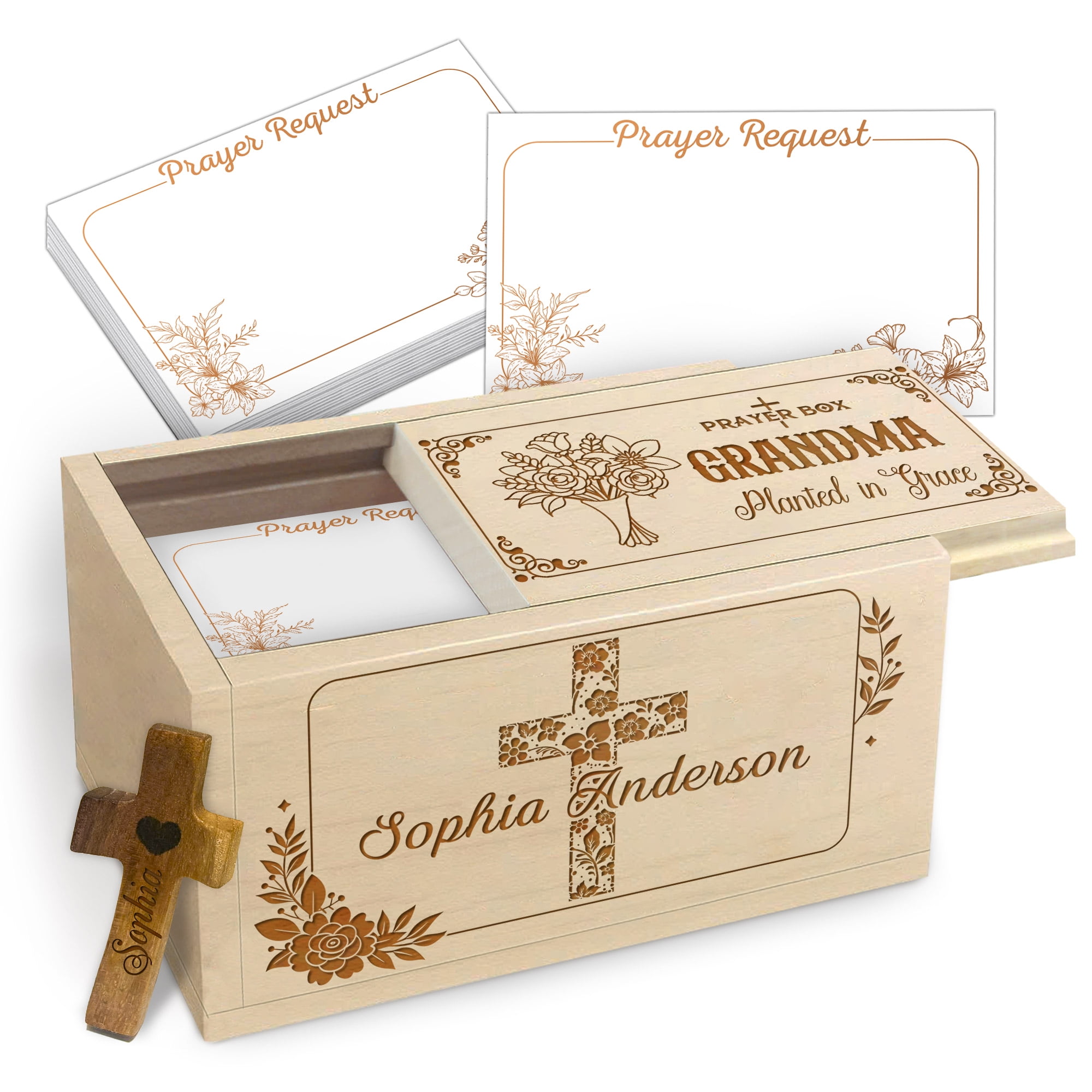 Personalized Prayer Box for Grandma, Custom Name Maple Wood Prayer ...
