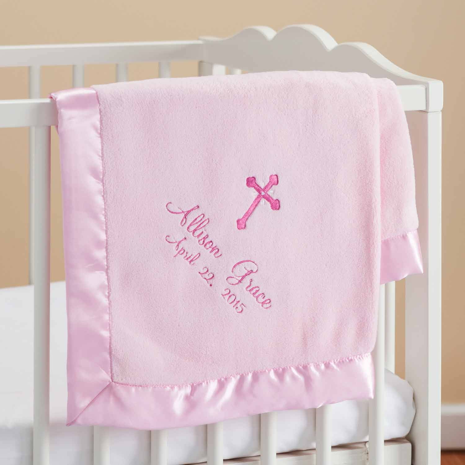 Personalized Precious Cross Pink Baby Blanket - Walmart.com