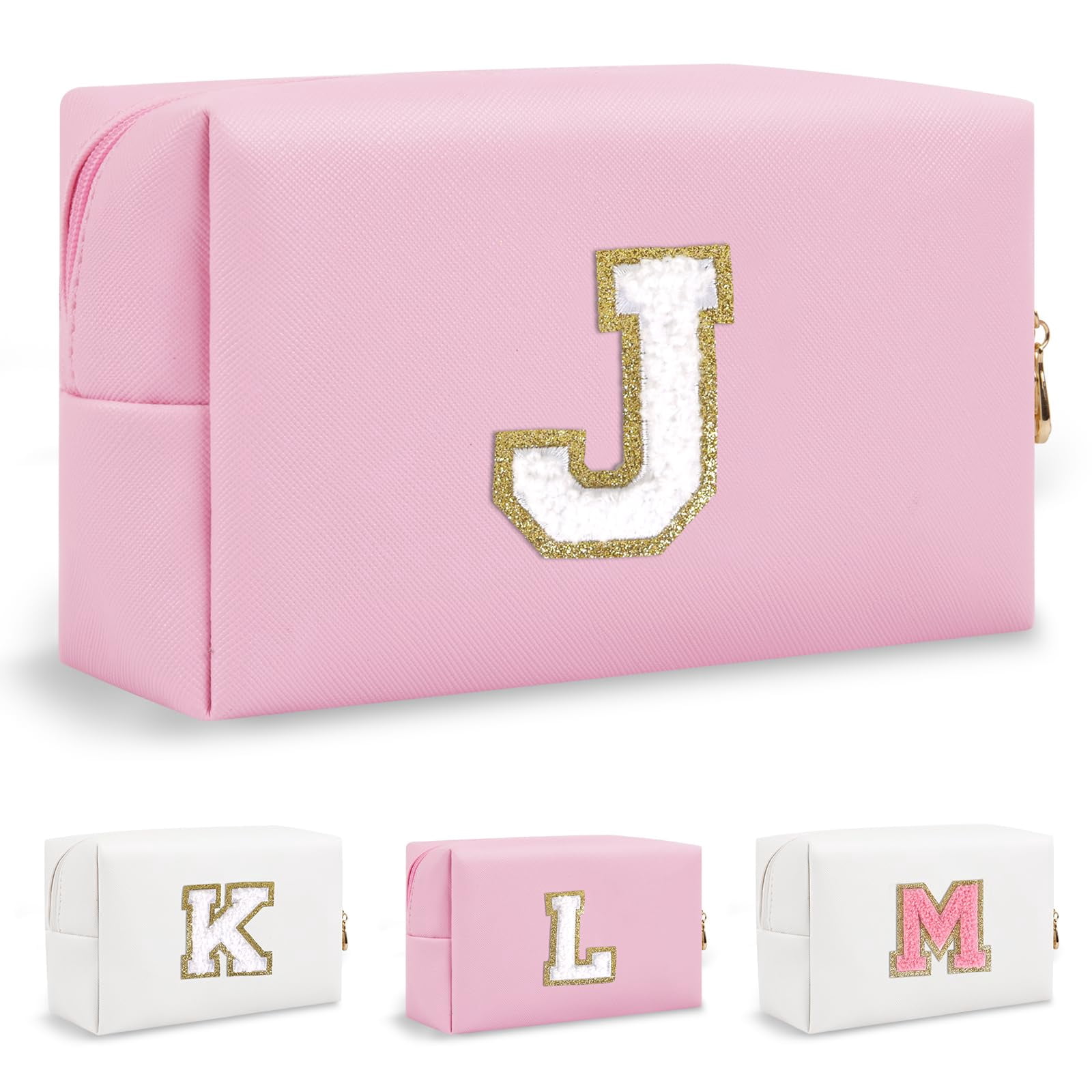 Personalized Preppy Small Travel Makeup Bag, Initial Chenille Letter ...