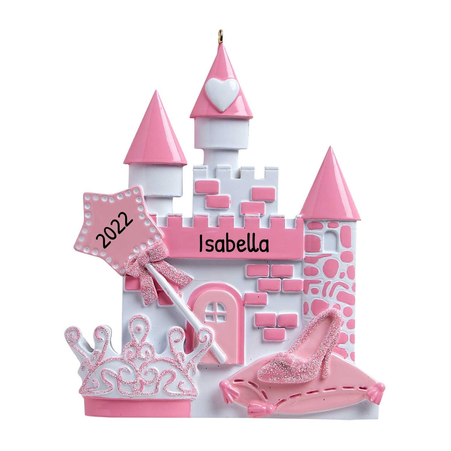Personalized Princess Castle Ornament 2024 Baby Pink Playhouse Keepsake ...