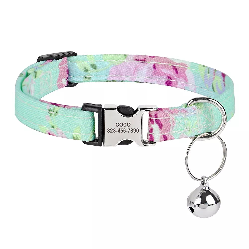 Personalized Printed Cat Collar Adjustable Kitten Puppy Collars With ...