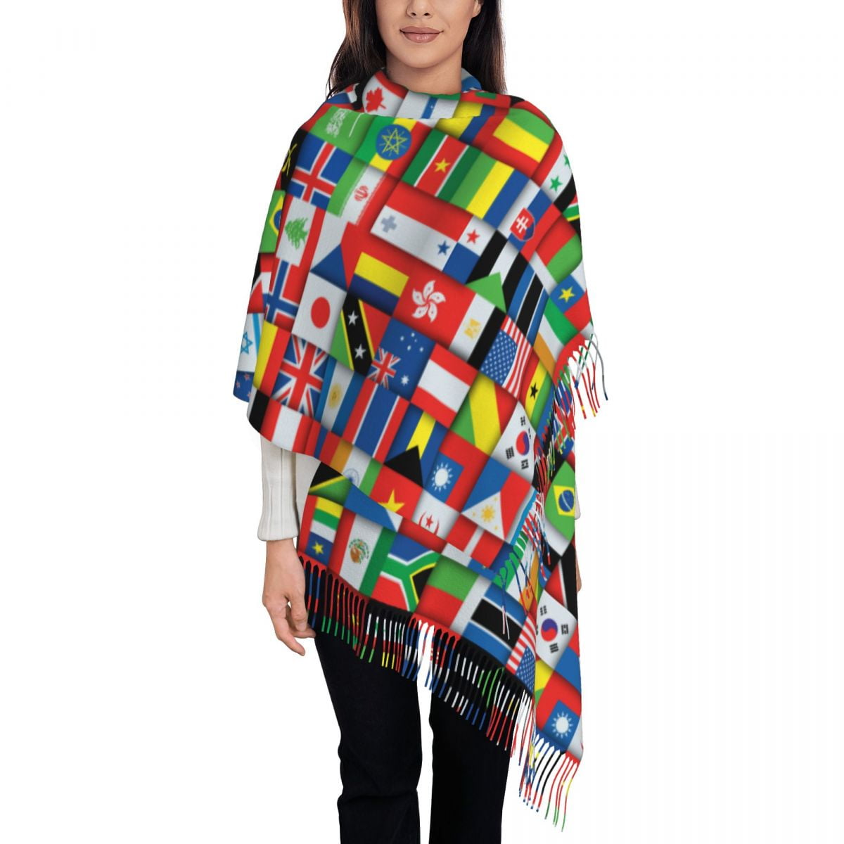 Personalized Printed Flags Of Various Countries Long Pile Fringe Men ...