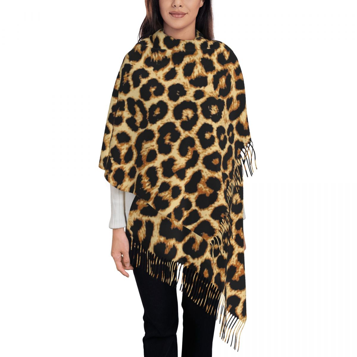Personalized Printed Real Leopard Scarf Women Men Winter Warm Scarves ...