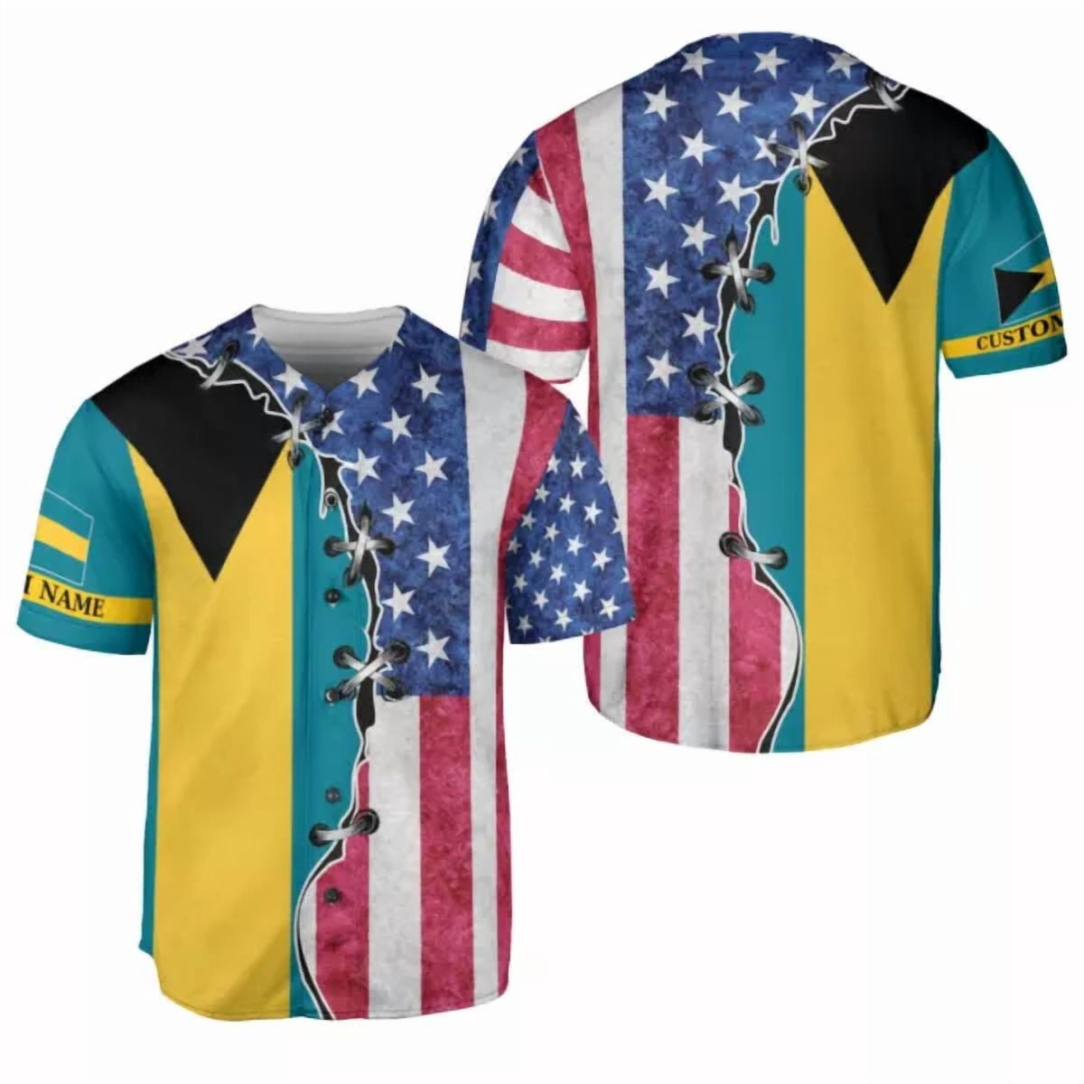 Personalized Proud Bahamas Bahamians Flag Baseball Jersey Shirts ...