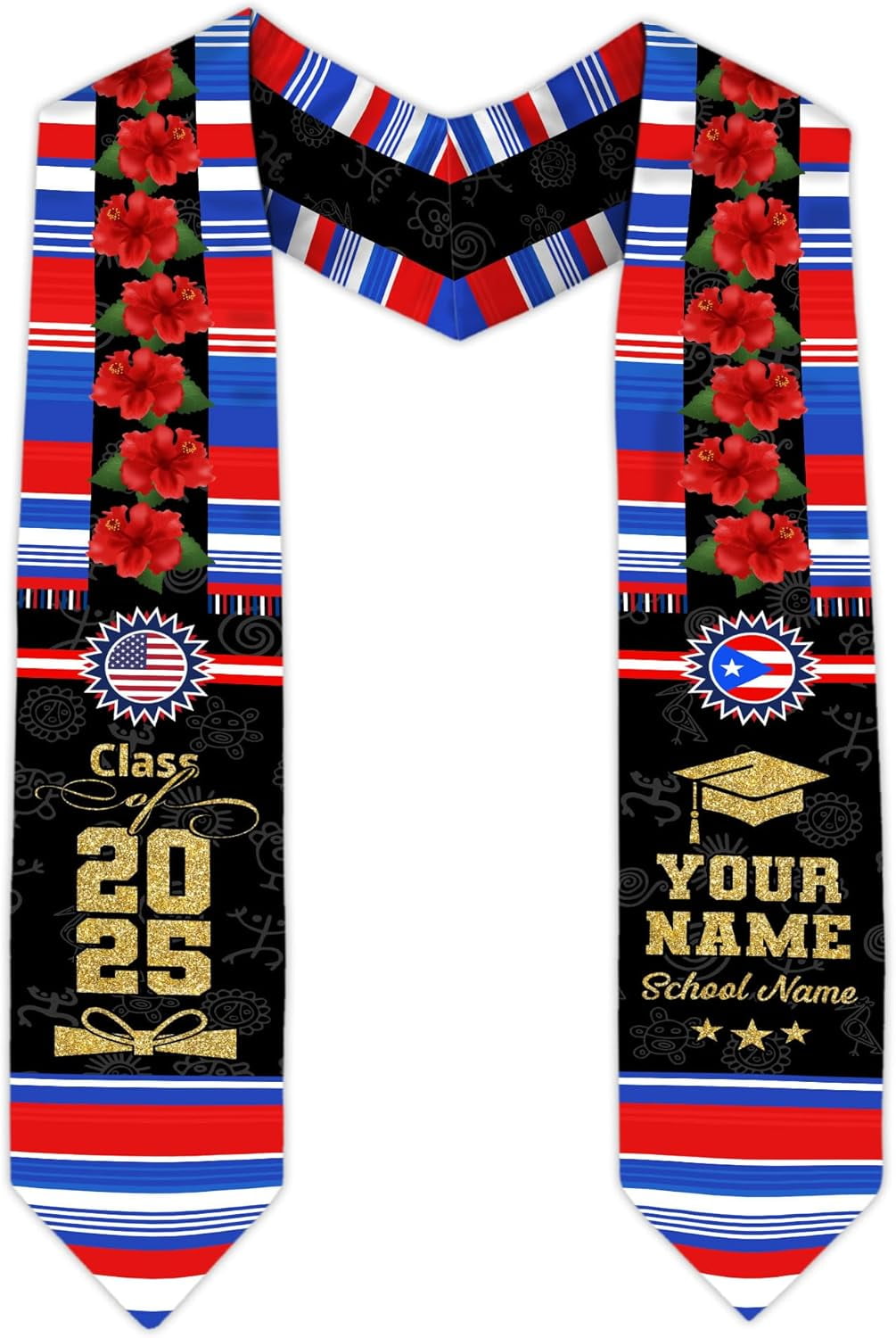 Personalized Puerto Rican Graduation Stole, Puerto Rican Graduation ...