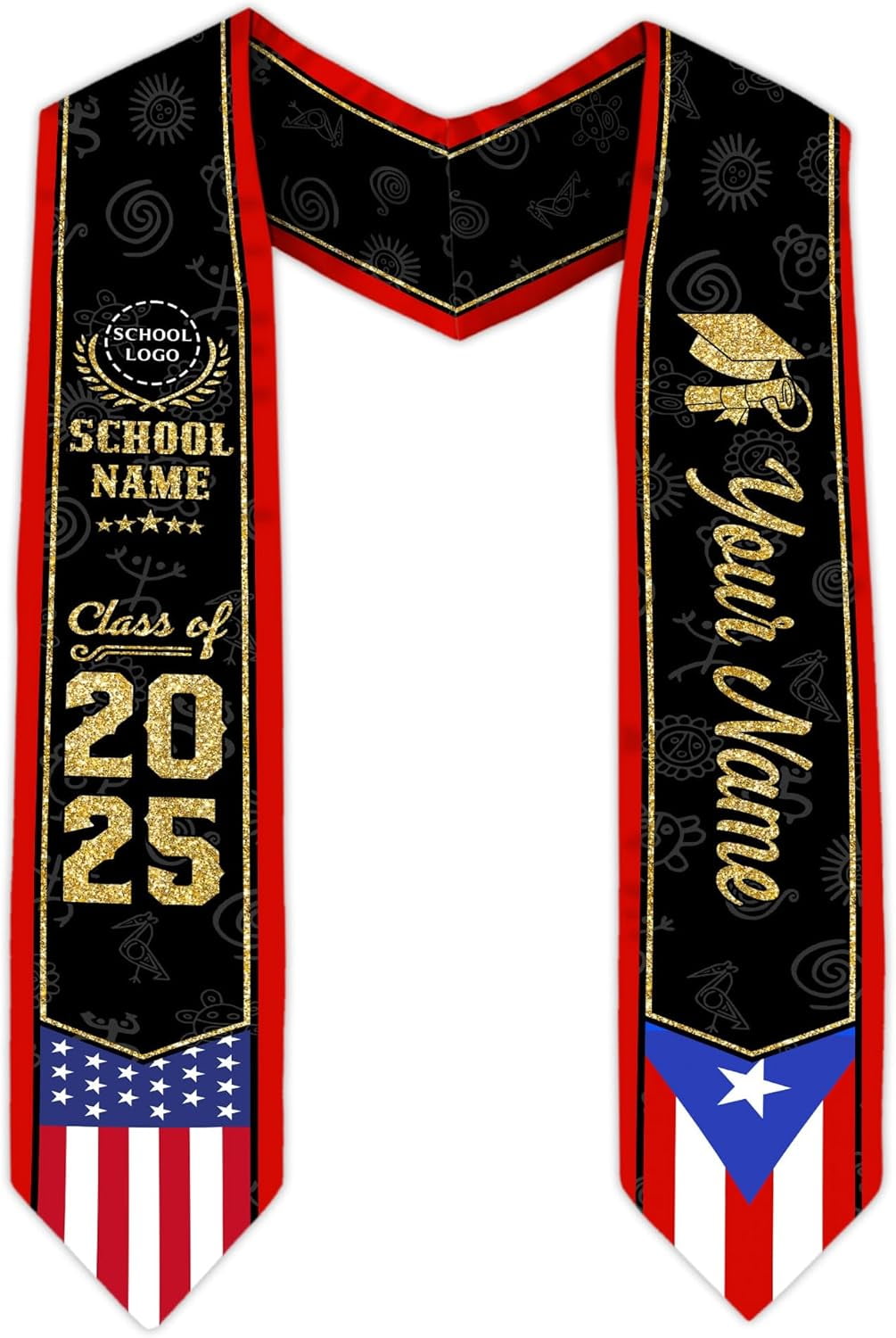 Personalized Puerto Rican Graduation Stole, Puerto Rican Graduation ...