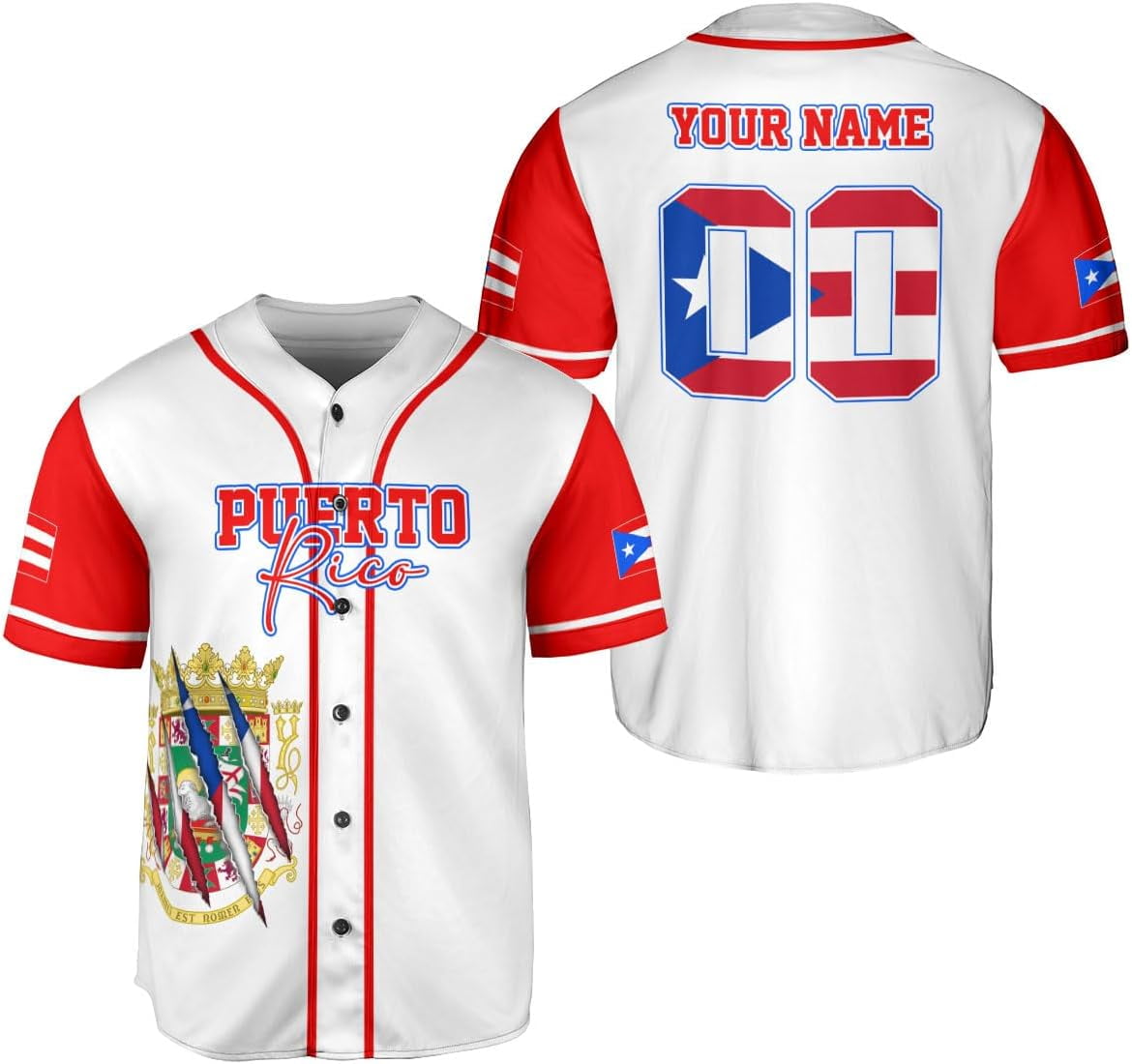 Personalized Puerto Rico Baseball Shirt - Custom Team Name, Puerto ...