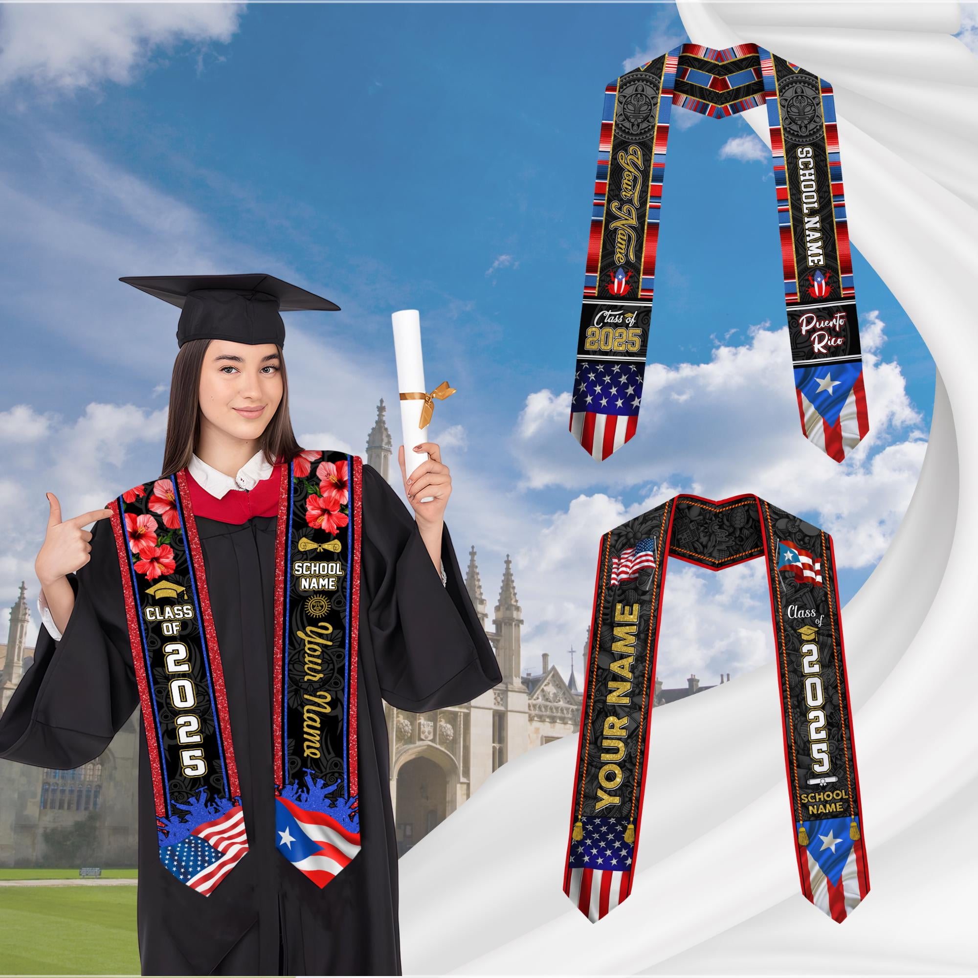 Personalized Puerto Rico Graduation Sash 2025, Puerto Ricans American ...
