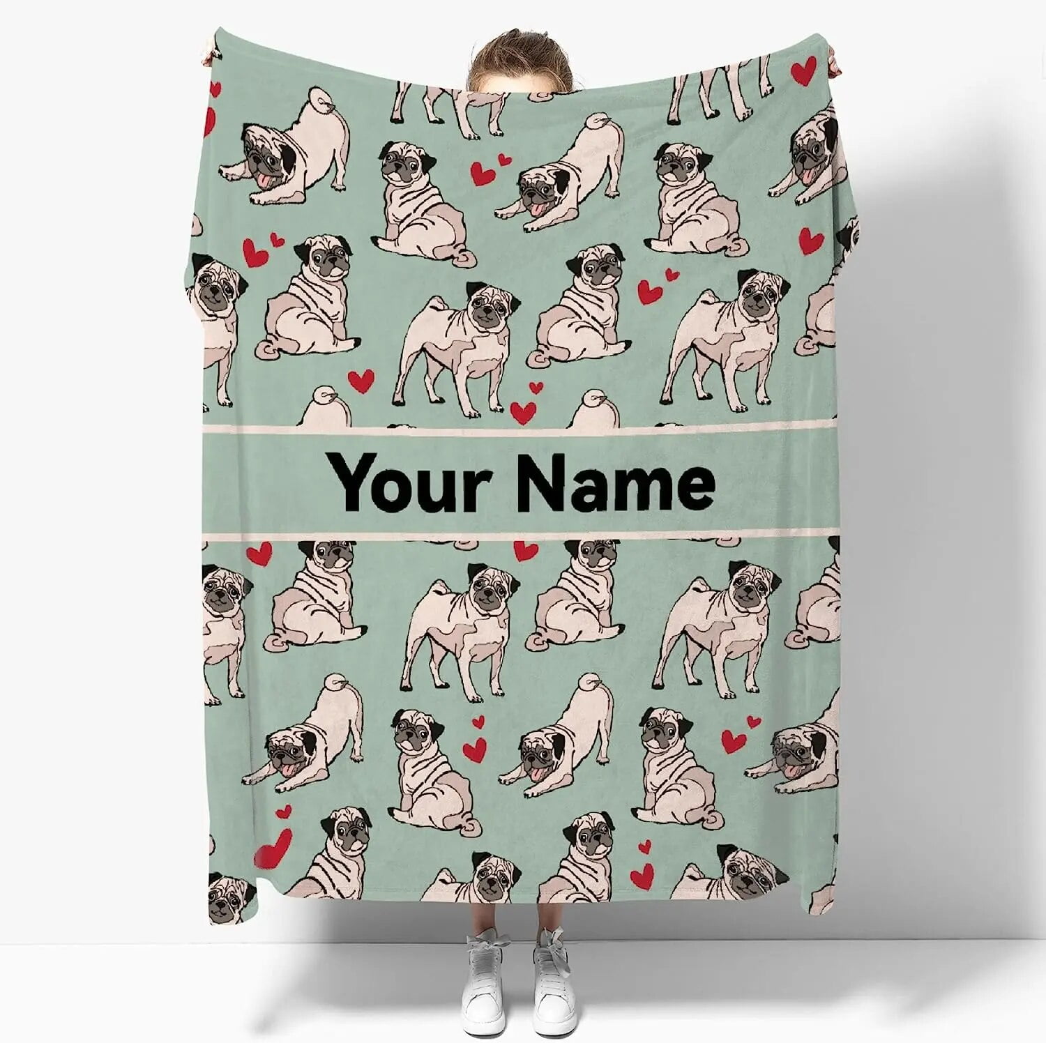 Personalized Pug Blanket with Name for Girl and Boy Cute Pug Custom ...