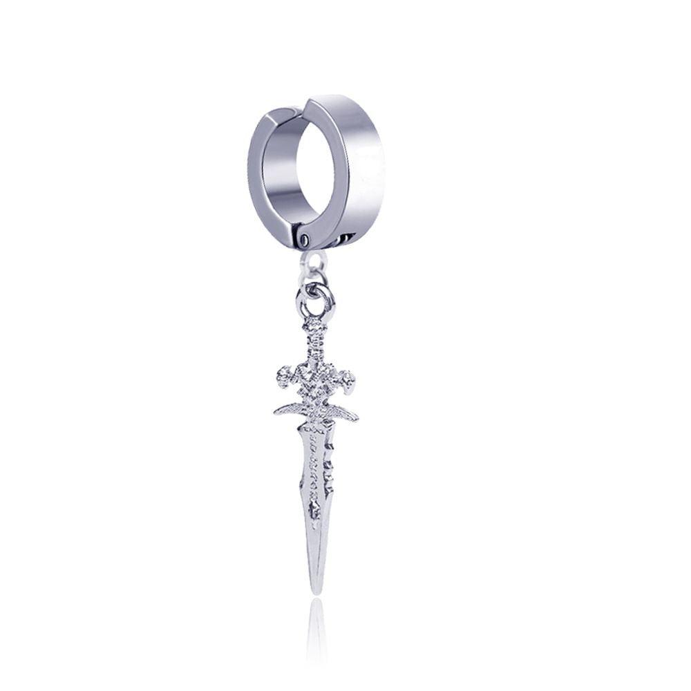 Personalized Punk Stainless Steel Black Silver Cross Ear Jewelry Clip ...