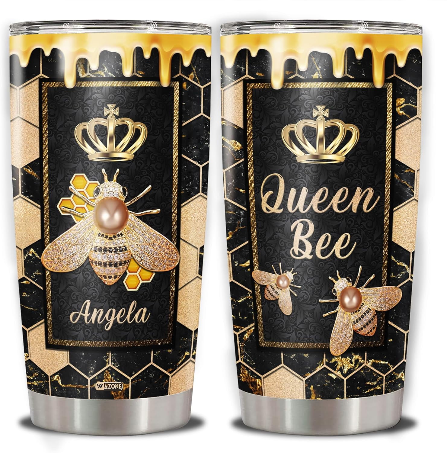 Personalized Queen Bee Tumbler Cup With Lid 20oz 30oz Custom Name ...