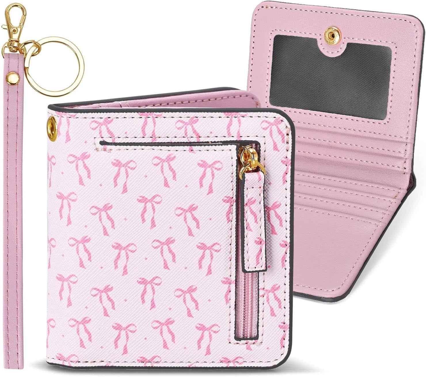Personalized RFID Slim Bifold Wallet for Women Teen Girls with Wristlet ...