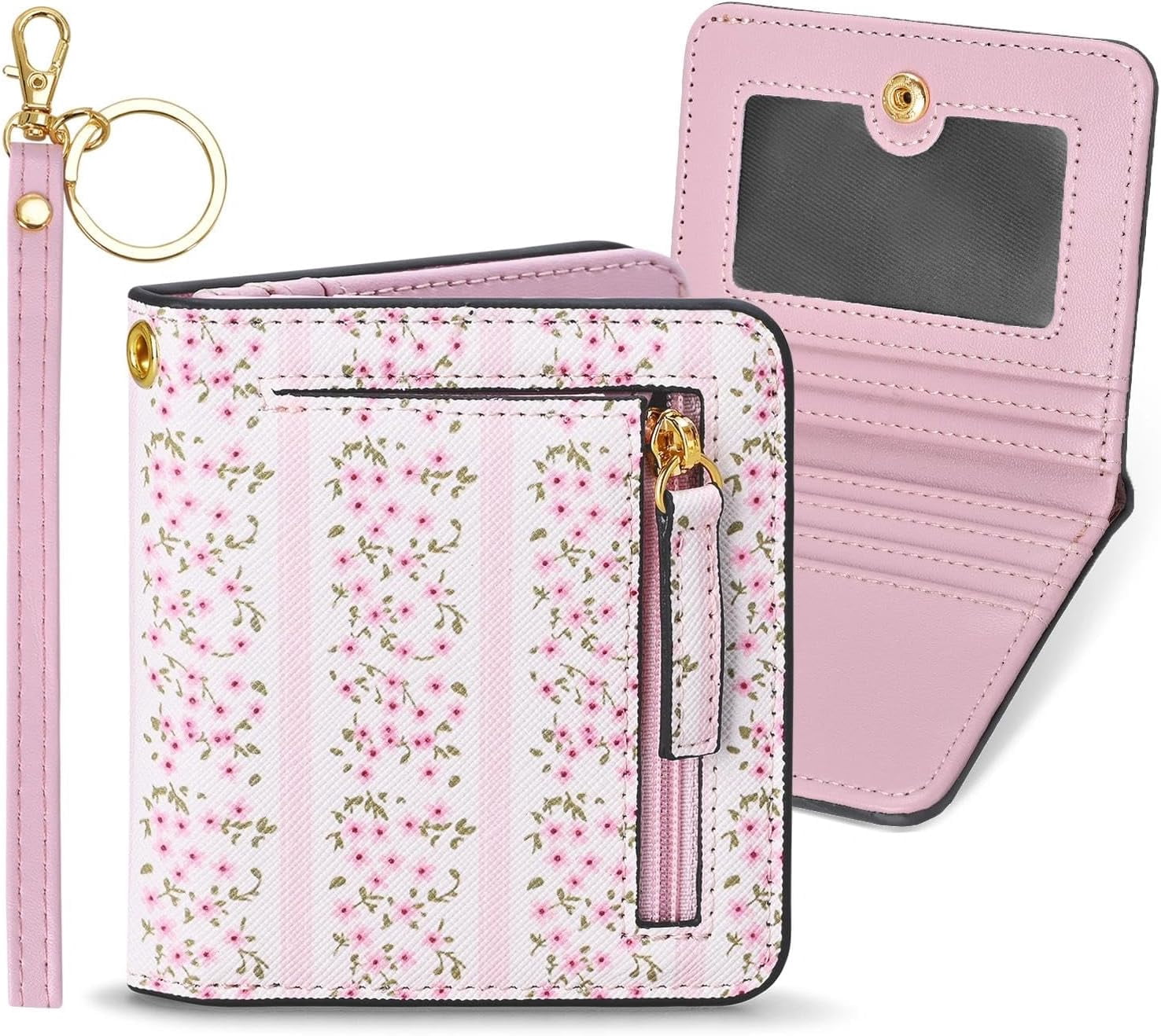 Personalized RFID Slim Bifold Wallet for Women Teen Girls with Wristlet ...