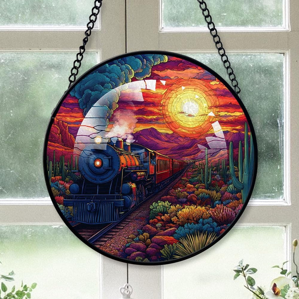 Personalized Rails Train Suncatcher Stained Glass Suncatchers, Rails ...