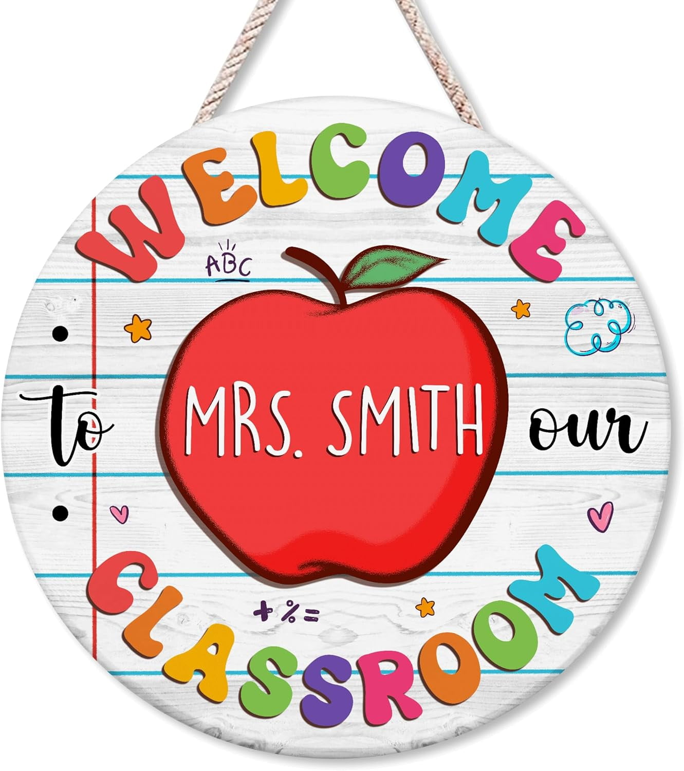 Personalized Rainbow Welcome Door Sign for Classroom - Teacher Name ...