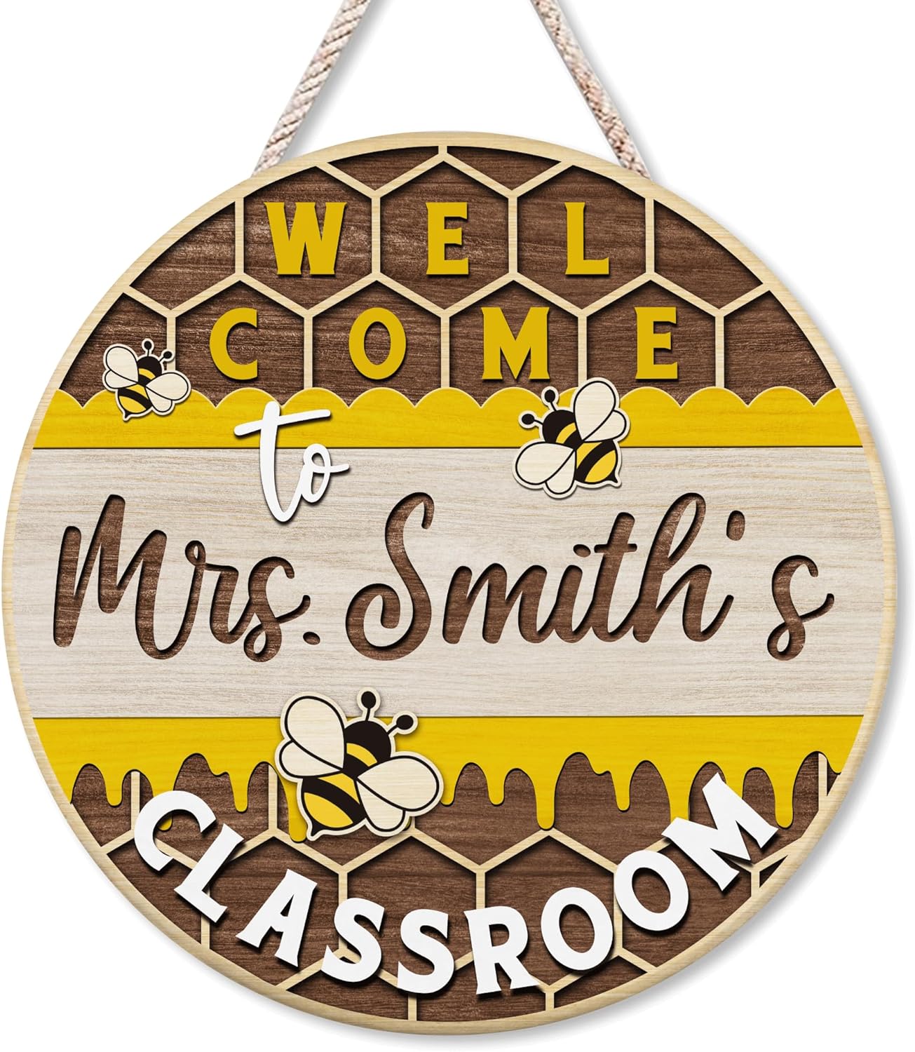 Personalized Rainbow Welcome Door Sign for Classroom- Teacher Name Sign ...