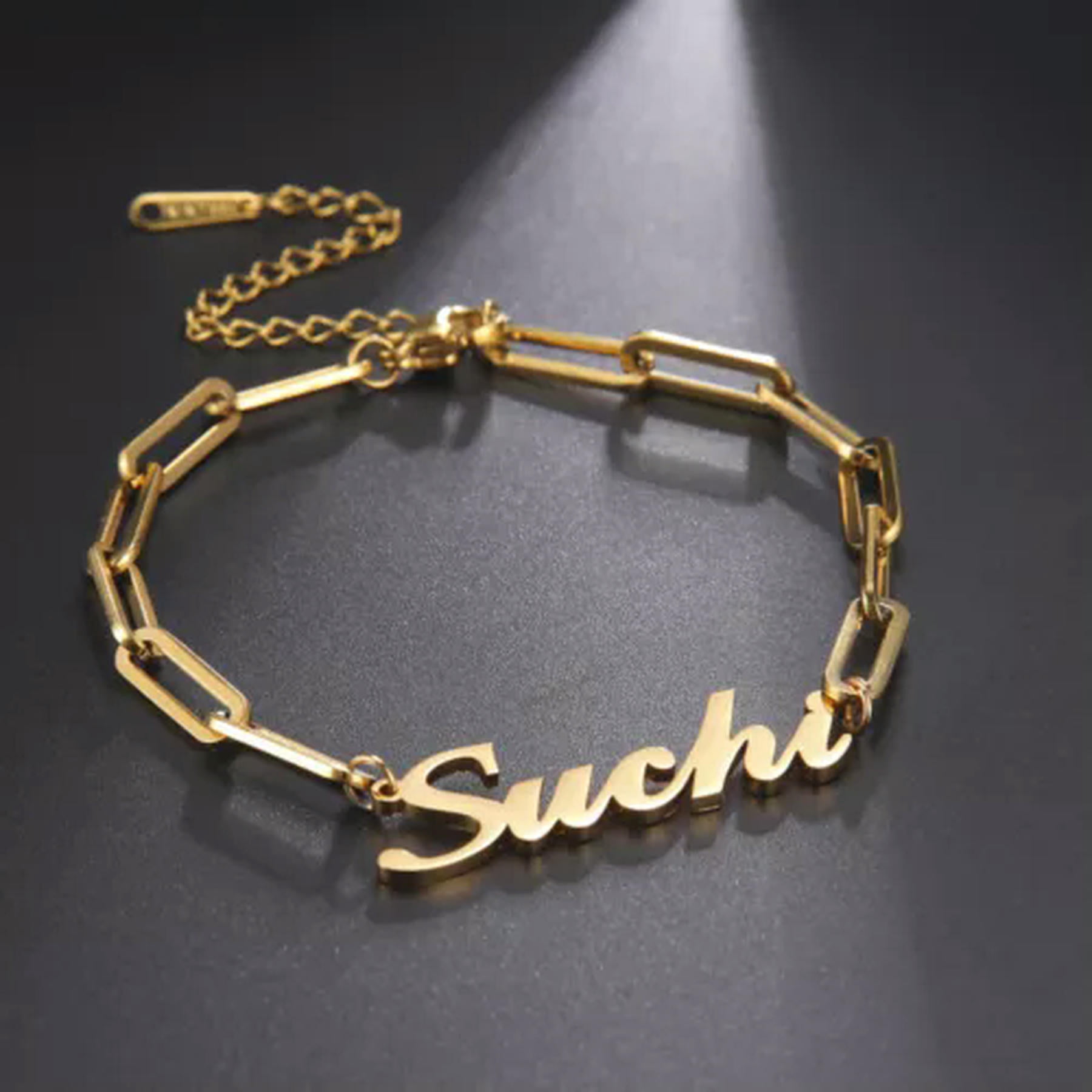 Personalized Rectangle Chain Custom Name Bracelet Woman Summer Jewelry ...