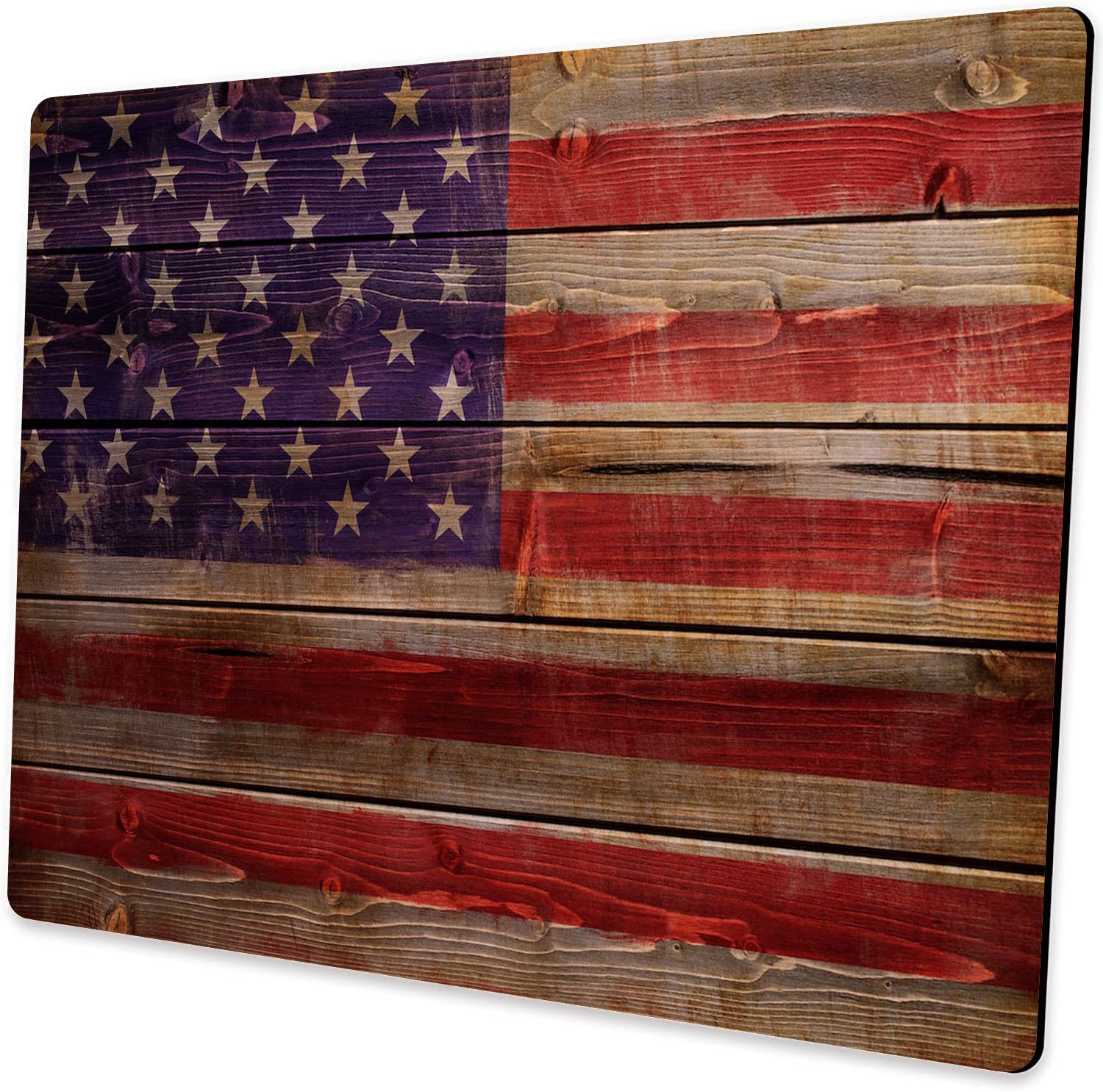 Personalized Rectangular Gaming Mouse Pad, American Flag on Wood Mouse ...