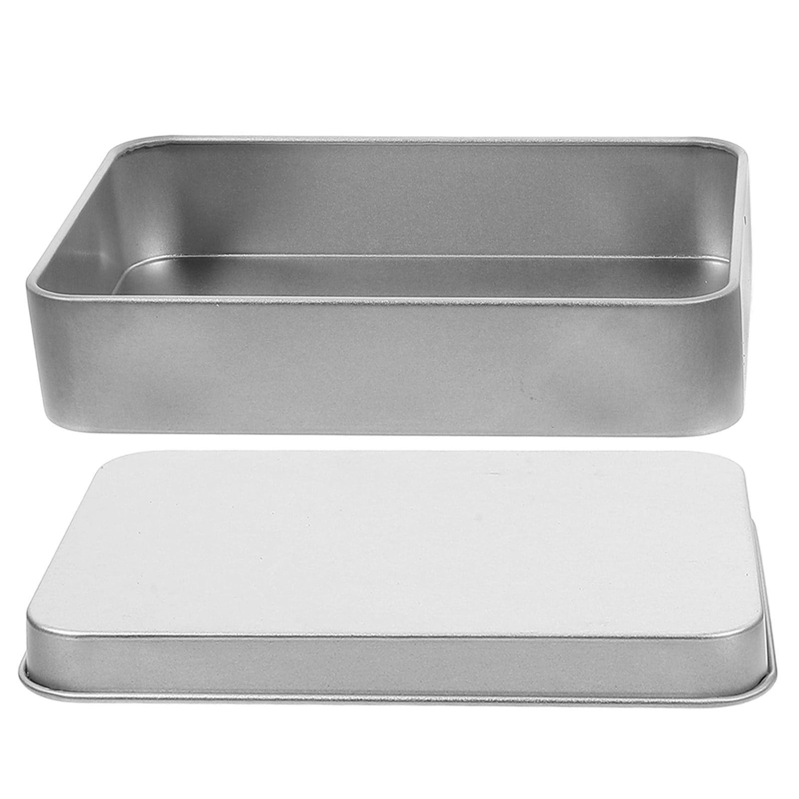 FRCOLOR Tinplate Rectangular Tin Box with Lid for Storage Use Silver ...