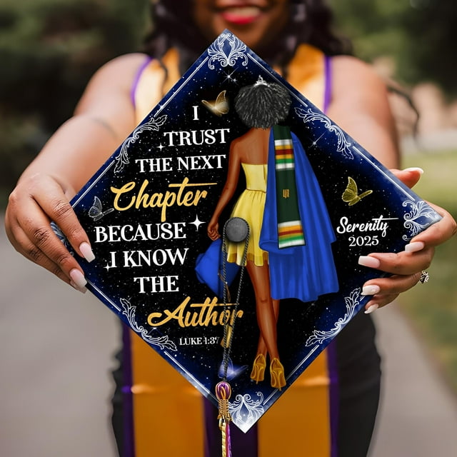 Personalized Religious Graduation Cap Topper with Verses, Black Queen ...