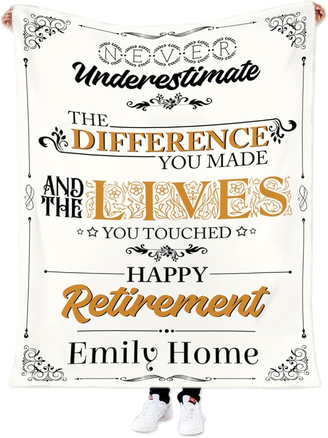 Personalized Retirement Blanket with Name - Never Underestimate Happy ...