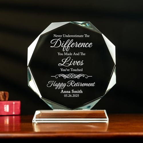 Personalized Retirement Crystal Awards, Glass Trophy, Leaving Gifts for ...