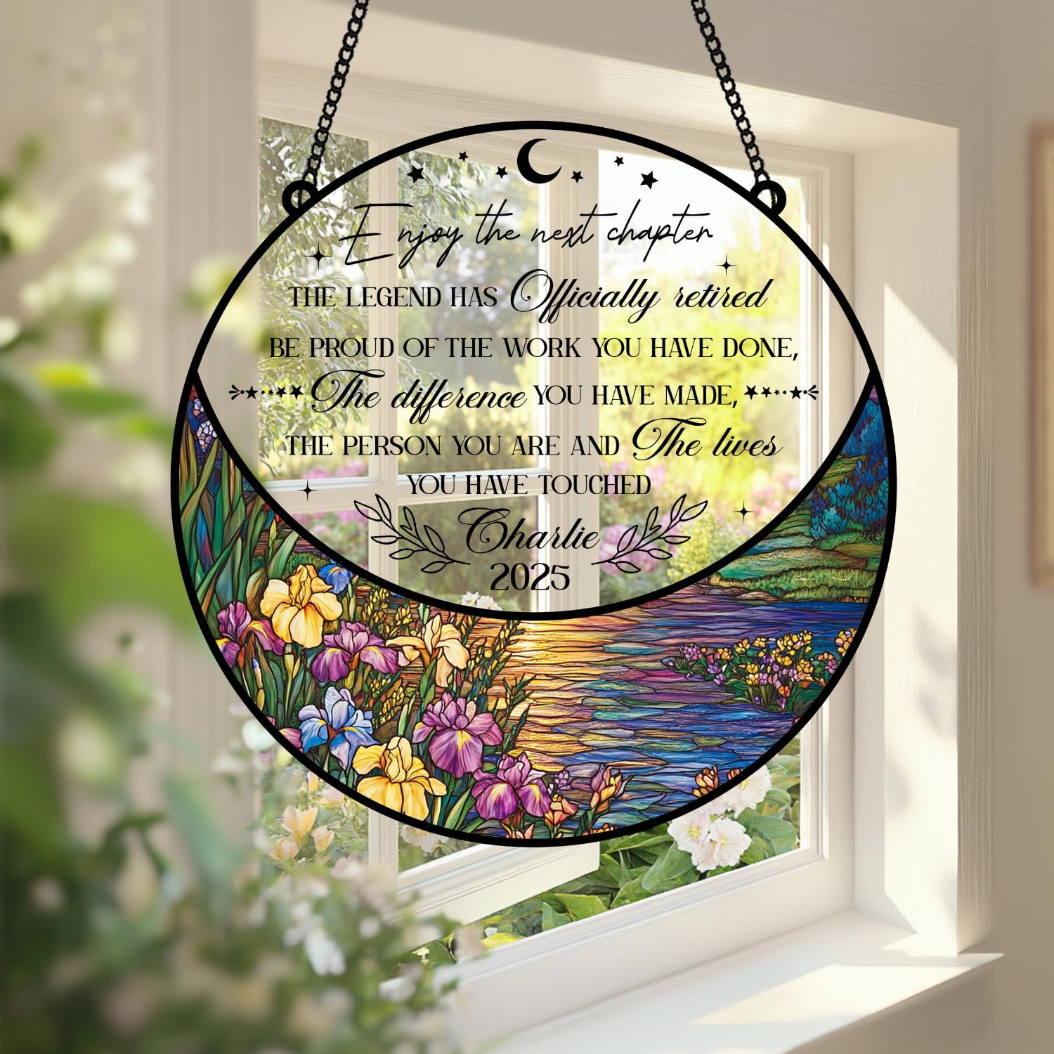 Personalized Retirement Stained Glass Suncatcher - Acrylic Retirement ...