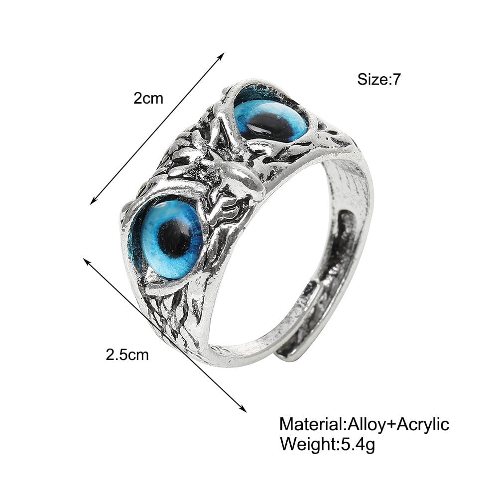 Personalized Retro Blue Eyes Owl Ring: Unisex Fashion Alloy Ring ...