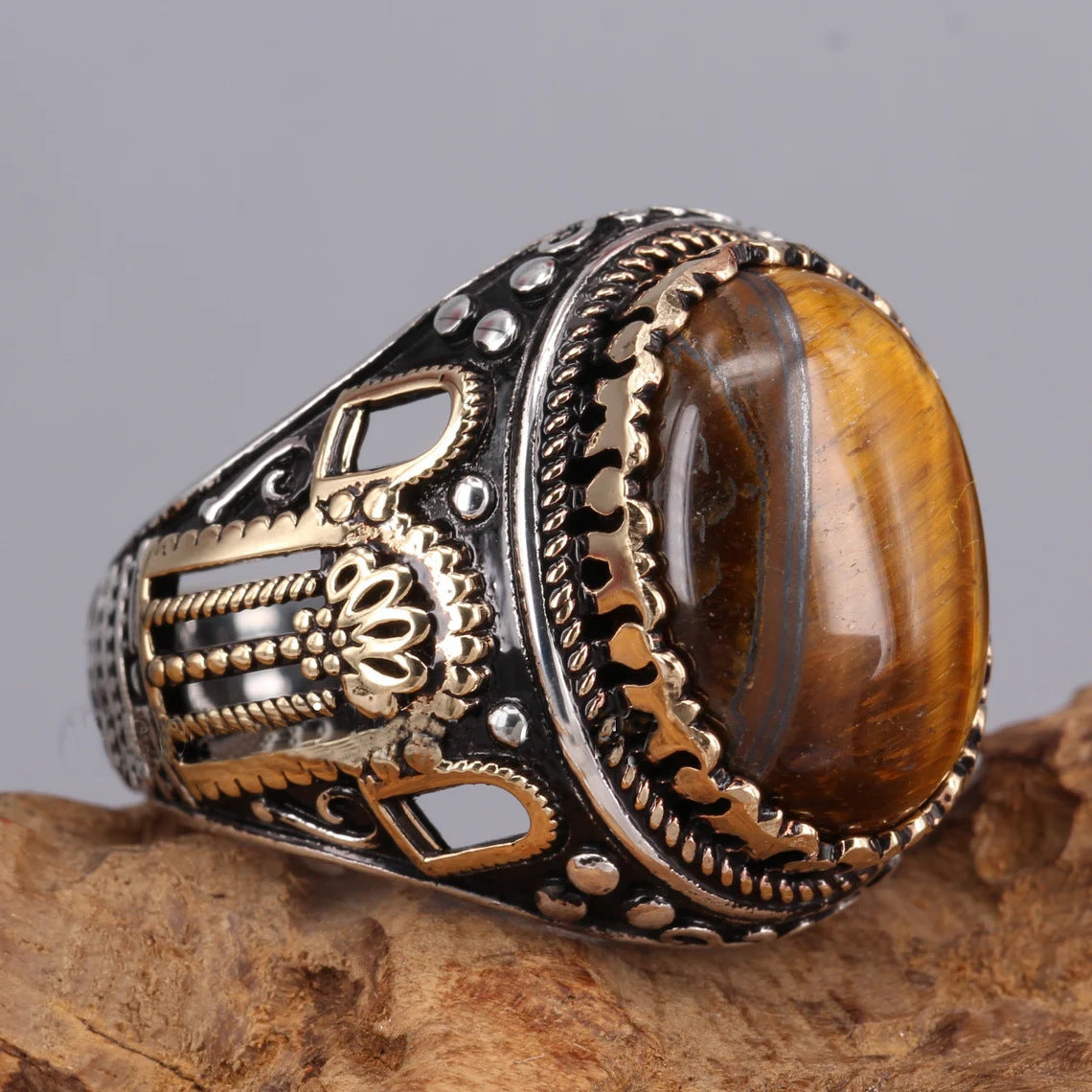 Personalized Retro Two Tone Men's Ring - Walmart.com
