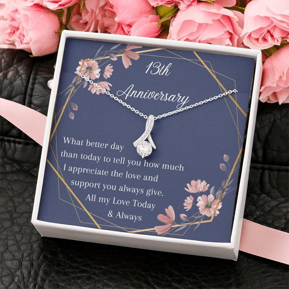 Personalized Ribbon Pendant Necklace with Cubic Zirconia, Happy 13th ...