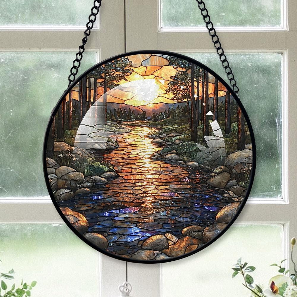 Personalized River Stained Glass Suncatcher Artistic Window Hanging ...