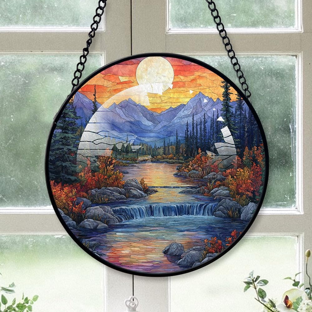 Personalized River Stained Glass Suncatcher Artistic Window Hanging ...
