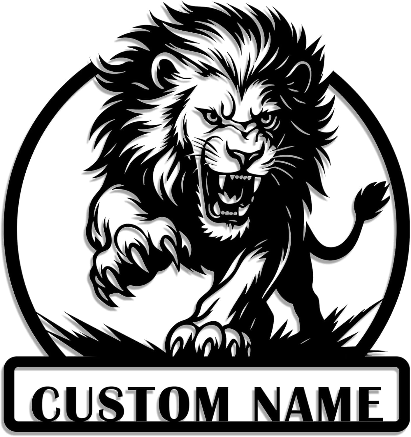 Personalized Roaring Lion Metal Sign – Custom Name Aggressive Lion Wall ...