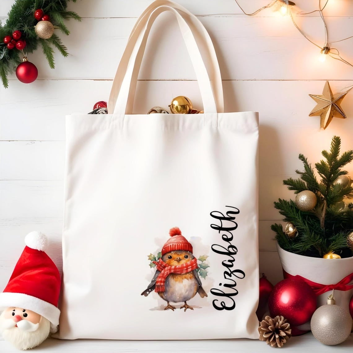 Personalized Robin Cotton Canvas Tote Bag, Reusable Shopping Bag ...