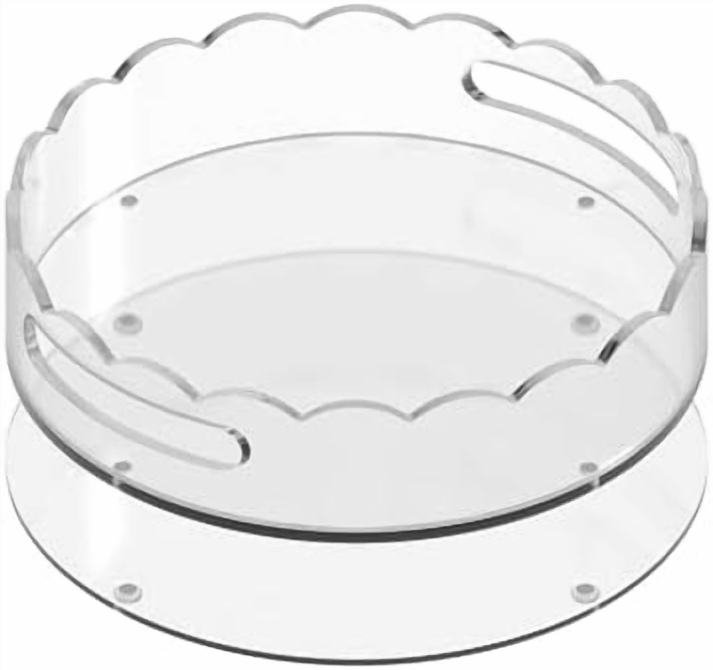 Personalized Round Acrylic Tray – 10-Inch Scalloped Serving Tray with ...
