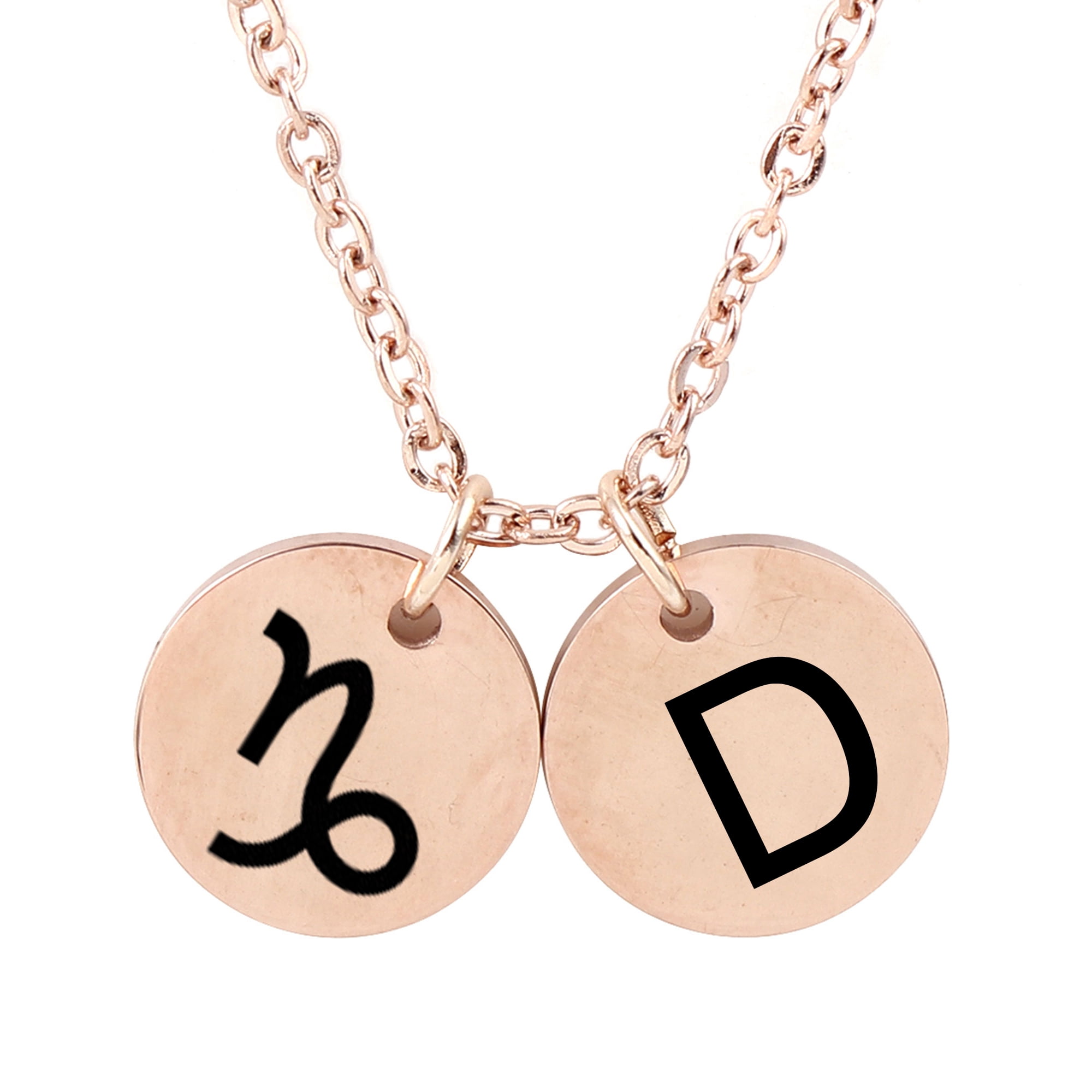 Personalized Round Constellation Initial Necklace - Engraved Zodiac ...