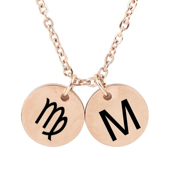 Personalized Round Constellation Initial Necklace - Engraved Zodiac ...
