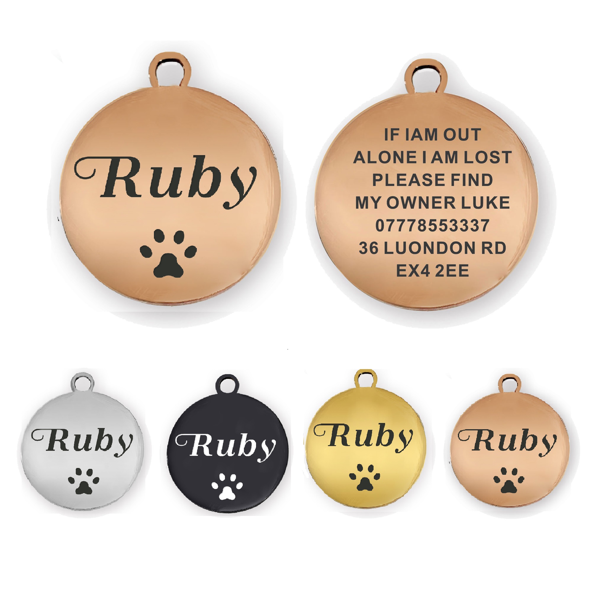 Personalized Round Dog Tags Free Engraving Custom Pet ID Tags Dog Cat Personalized Round Dog Tags Free Engraving Custom Pet ID Tags Dog Cat